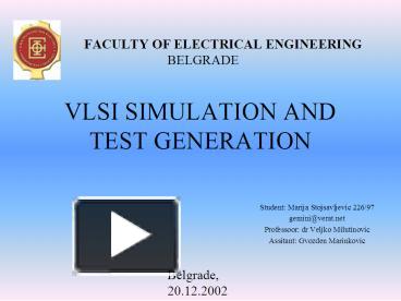 PPT – VLSI SIMULATION AND TEST GENERATION PowerPoint presentation ...