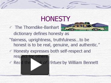 HONESTY presentation | free to view