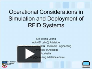 Operational Considerations in Simulation and Deployment of RFID Systems ...