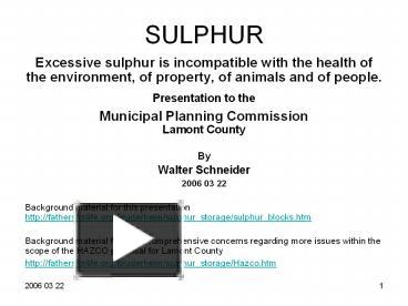 SULPHUR presentation | free to view