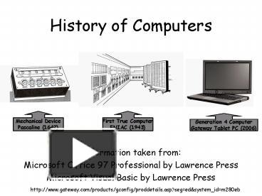 PPT – History of Computers PowerPoint presentation | free to view - id ...
