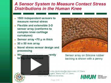 A Sensor System to Measure Contact Stress Distributions in the Human ...