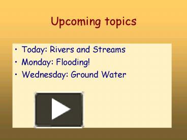 Upcoming topics presentation | free to view