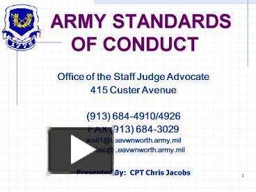 ARMY STANDARDS OF CONDUCT presentation | free to view