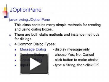 JOptionPane presentation | free to view