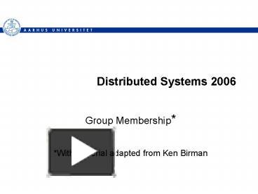 Distributed Systems 2006 presentation | free to view