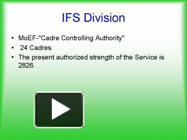 IFS Division presentation | free to view