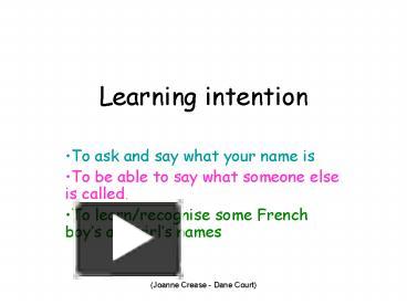 PPT – Learning intention PowerPoint presentation | free to view - id ...