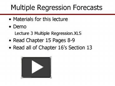 PPT – Multiple Regression Forecasts PowerPoint presentation | free to ...