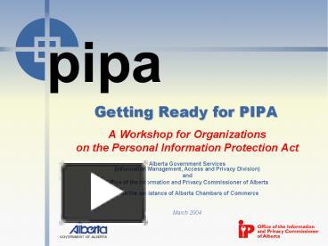 PPT – Getting Ready for PIPA PowerPoint presentation | free to view ...