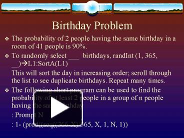 PPT – Birthday Problem PowerPoint presentation | free to view - id ...