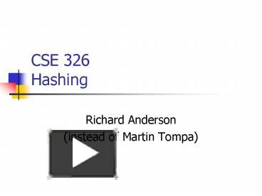 PPT – CSE 326 Hashing PowerPoint presentation | free to download - id ...