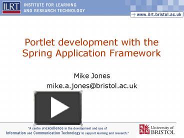 Portlet development with the Spring Application Framework presentation ...
