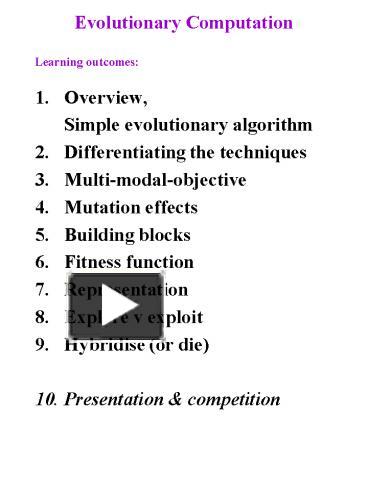 Evolutionary Computation presentation | free to view