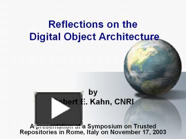 Reflections on the Digital Object Architecture presentation | free to ...