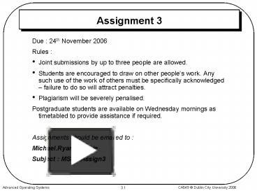 Assignment 3 presentation | free to view