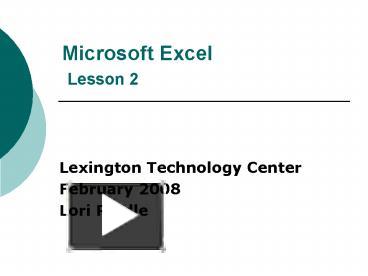 PPT – Microsoft Excel Lesson 2 PowerPoint presentation | free to view ...