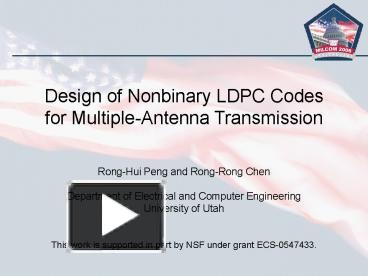 Design of Nonbinary LDPC Codes presentation | free to view