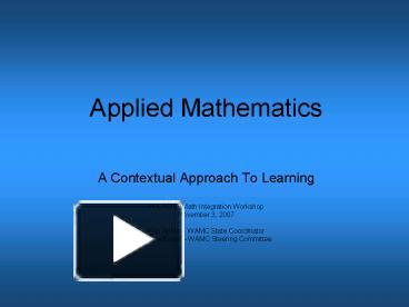 Applied Mathematics presentation | free to view