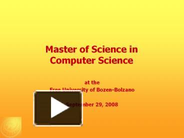 Master of Science in Computer Science presentation | free to view