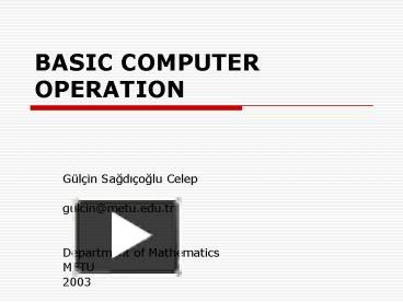 PPT – BASIC COMPUTER OPERATION PowerPoint presentation | free to view ...