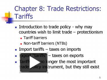 Chapter 8: Trade Restrictions: Tariffs presentation | free to view