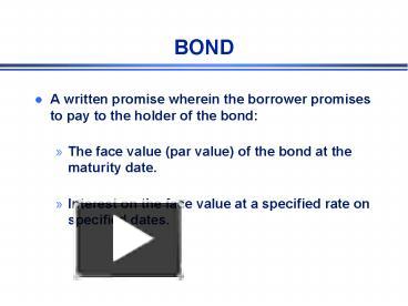 PPT – BOND PowerPoint presentation | free to download - id: 13d768-YTUxN