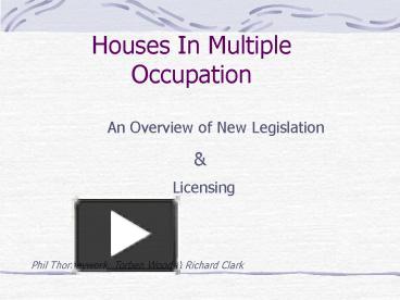 Houses In Multiple Occupation presentation | free to view