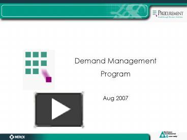 Merck Procurement presentation | free to view