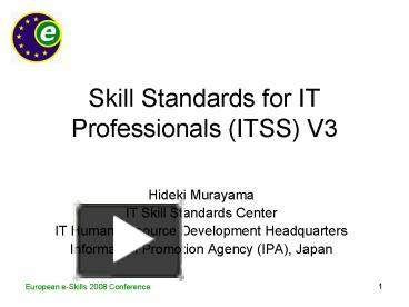 Skill Standards for IT Professionals ITSS V3 presentation | free to view