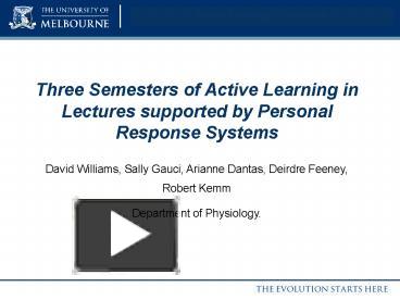 PPT – Three Semesters of Active Learning in Lectures supported by ...