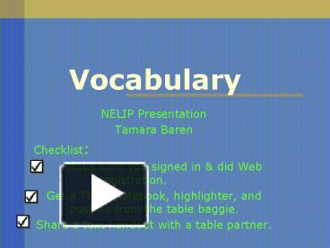 PPT – Vocabulary PowerPoint presentation | free to view - id: 13f153-OTVjO