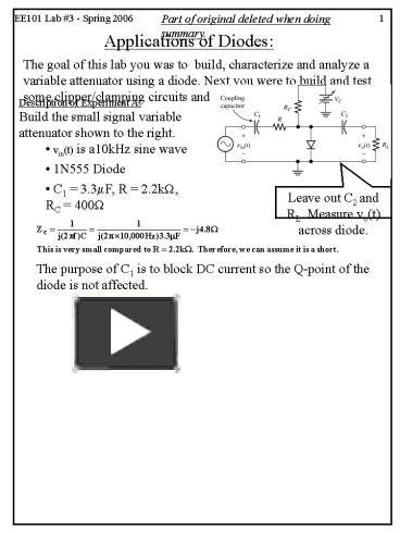 Applications of Diodes: presentation | free to view