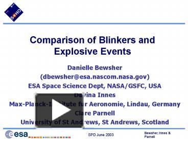 PPT – Comparison of Blinkers and Explosive Events PowerPoint ...
