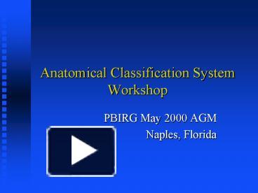 PPT – Anatomical Classification System Workshop PowerPoint presentation ...