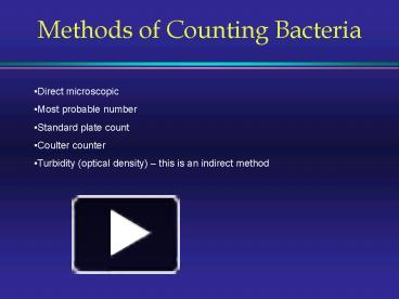 Methods of Counting Bacteria presentation | free to view