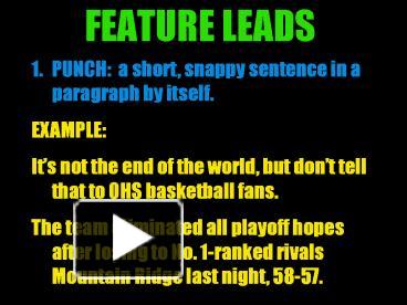 FEATURE LEADS presentation | free to view