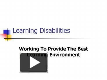 PPT – Learning Disabilities PowerPoint presentation | free to view - id ...