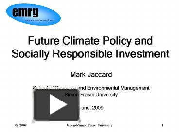 Mark Jaccard presentation | free to view