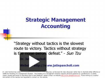 Strategic Management Accounting presentation | free to view