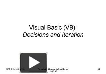 Visual Basic VB: Decisions and Iteration presentation | free to view