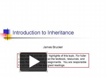 Introduction to Inheritance presentation | free to view