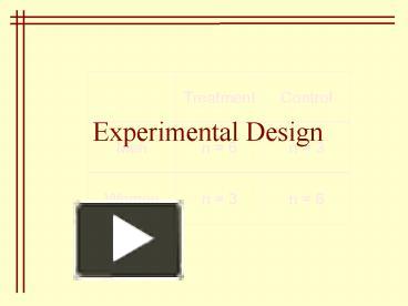 Experimental Design presentation | free to view