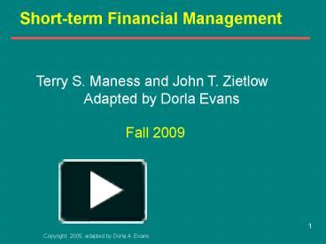 Short-term Financial Management presentation | free to view