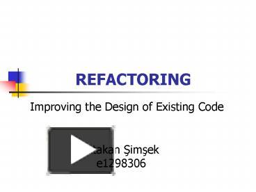 REFACTORING presentation | free to download