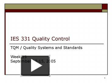 PPT – IES 331 Quality Control PowerPoint presentation | free to view ...