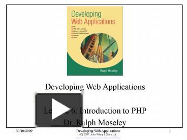 Developing Web Applications presentation | free to view