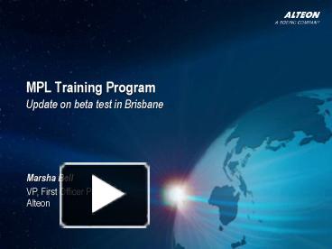 PPT – MPL Training Program PowerPoint presentation | free to view - id ...