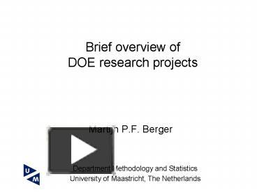 Brief overview of DOE research projects presentation | free to view