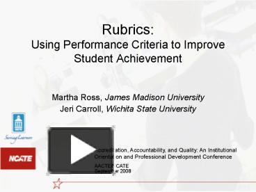 Rubrics: Using Performance Criteria to Improve Student Achievement ...